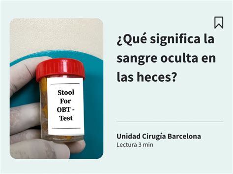 Qu Significa La Sangre Oculta En Las Heces Unidad Cirugia Barcelona