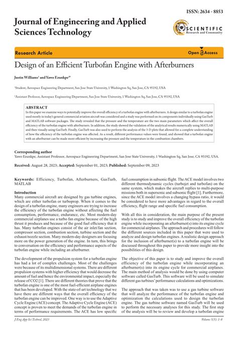 PDF Design Of An Efficient Turbofan Engine With Afterburners