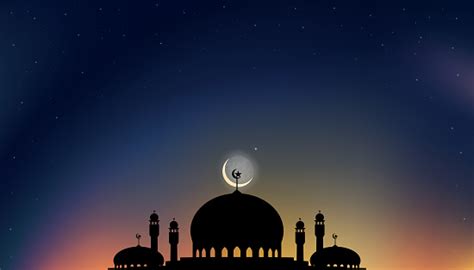 라마단 이드 배경 은하 하늘 밤 모스크 돔 실루엣 벡터 축제 이슬람 상징 종교 라마단 이드 알 아드하 이드 알 피트 르 무바라크 이슬람 새해 무하람 달 하늘에 대한 스톡