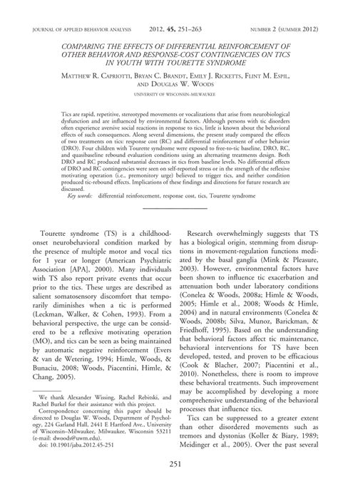 Pdf Comparing The Effects Of Differential Reinforcement Of Other Behavior And Response Cost