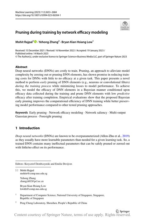 Pruning During Training By Network Efficacy Modeling Request Pdf