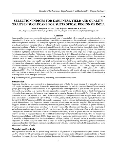 Pdf Selection Indices For Earliness Yield And Quality Traits In