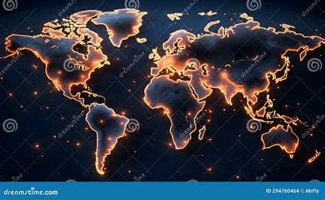 Cloud Computing World Map Network Data Storage Technology Service Concept Stock Illustration