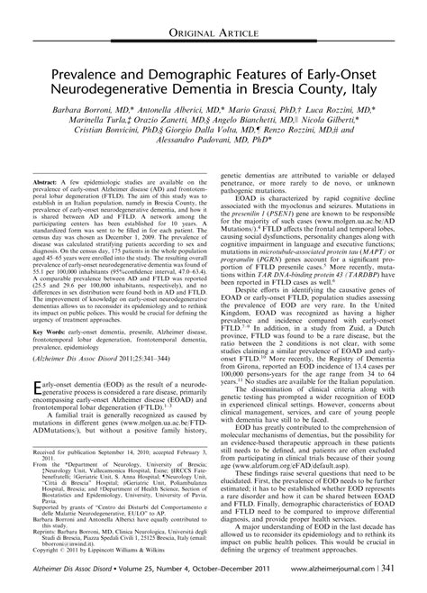 Pdf Prevalence Of Frontotemporal Lobar Degeneration In An Isolated Population The
