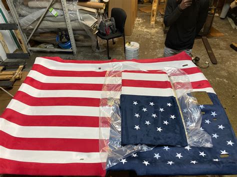 Black N White Suede American Flag Headliner Single Reg Cab Trucks