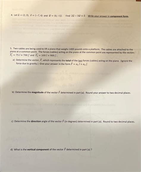 Solved 4 Let U23v−74 And W 0−1 Find 2u−3wv