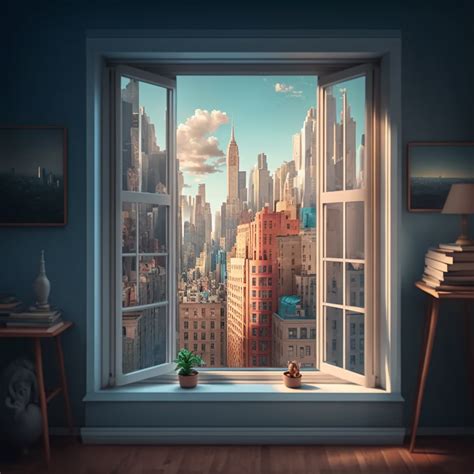 Bright Happy Window To Life In Futuristic New York City Window Sketch