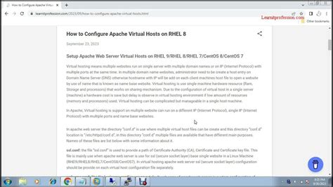 how to configure apache web server virtual hosts on redhat 8 youtube