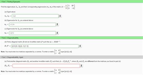 solved part 1 finding eigenpairs find the eigenvalues a₁