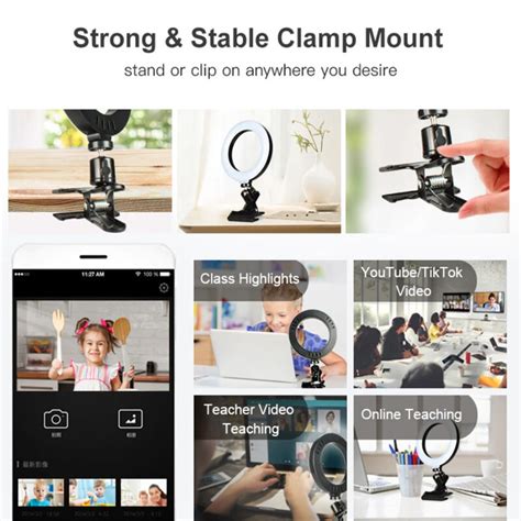 필 링 라이트 6 인치 Led 회의 라이브 스트리밍 사진 온라인 교육 램프 밝기 조절 가능 노트북 조명 실내 조명