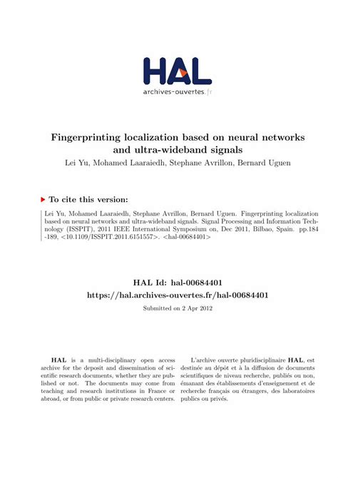 Pdf Fingerprinting Localization Based On Neural Networks And Ultra
