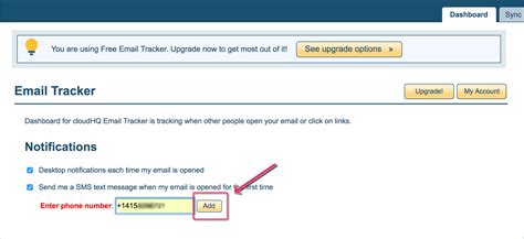 how to setup sms notifications for email tracker cloudhq support