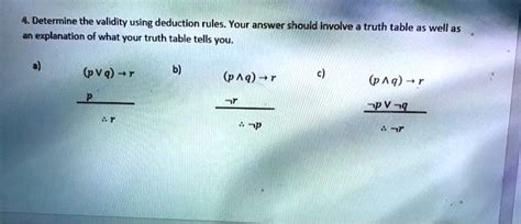 determine the validity using deduction rules your an… solvedlib
