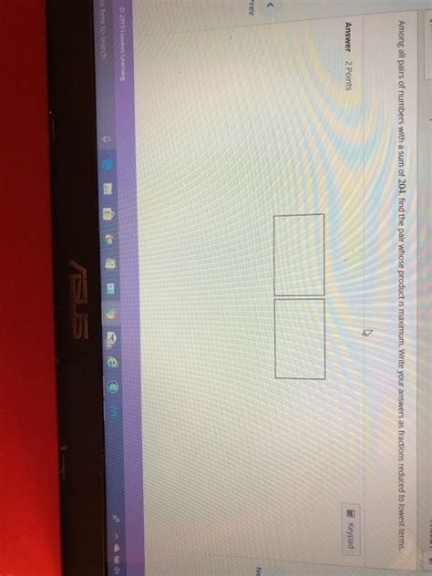 Solved Among All Pairs Of Numbers With A Sum Of Find Chegg