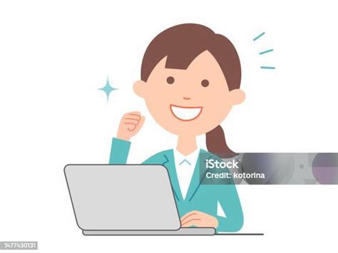 개인용 컴퓨터를 조작하고 배짱있는 포즈를 취하는 비즈니스 여성 Shinnyushain에 대한 스톡 벡터 아트 및 기타 이미지 Shinnyushain 기업 문화 기업