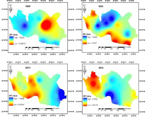 Spatial Pattern Of Drought Based On Spi Index In 3 Months Time Scale Download Scientific