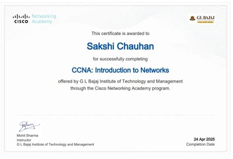 Ccna Cisco Networking Cybersecurity Careergrowth Networkingacademy Sakshi Chauhan