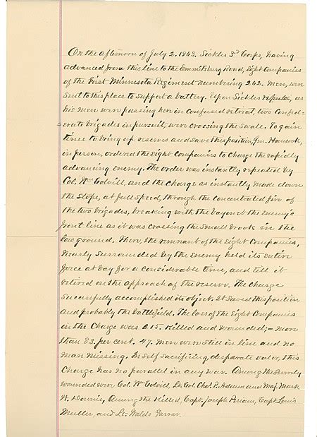 Lot Dedication Speech For 1st Minnesota Monument At Gettysburg