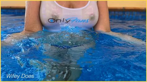 Wifey Goes Into The Pool Braless In A White Tight Shirt 20 Pics