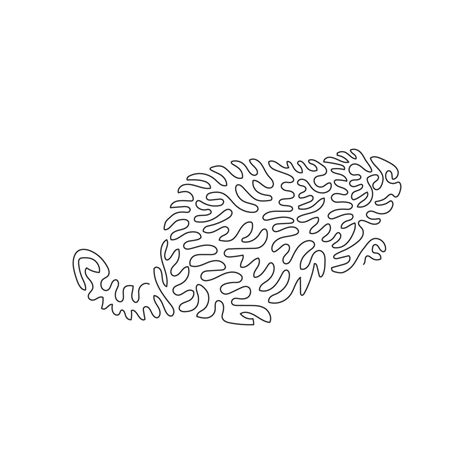Continuous Curve One Line Drawing Of Cute Beaver Abstract Art Single