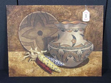 Still Life Aztec Pot Woven Basket Corn Bentley And Associates Llc