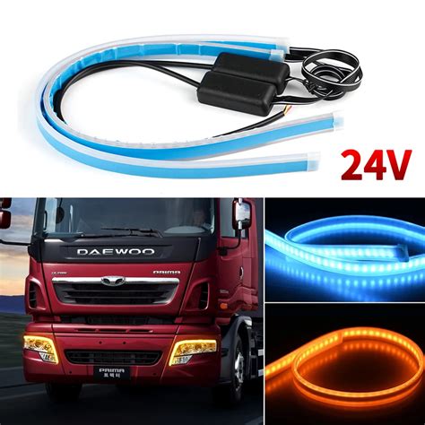 Okeen 2pcs Led 주간 러닝 조명 트럭에 대 한 유연한 자동차 Drl 차례 신호 스 트리머 트럭 픽업 자동 헤드 라이트
