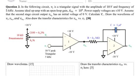 Solved Name ID Question In the following circuit vị is Chegg