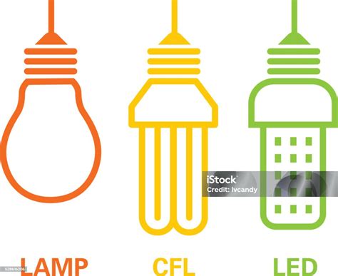 램프 Cfl 및 Led Led 조명에 대한 스톡 벡터 아트 및 기타 이미지 Led 조명 전구 전등 Istock