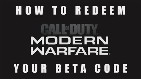 CALL OF DUTY | Modern Warfare 2019 | How to redeem your BETA code!!! (PS4 / X1 / PC) - YouTube
