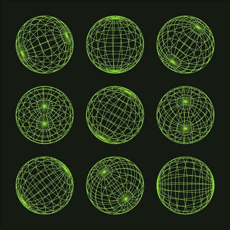 Premium Vector Wireframe Shapes Lined Sphere Perspective Mesh D Grid Low Poly Geometric