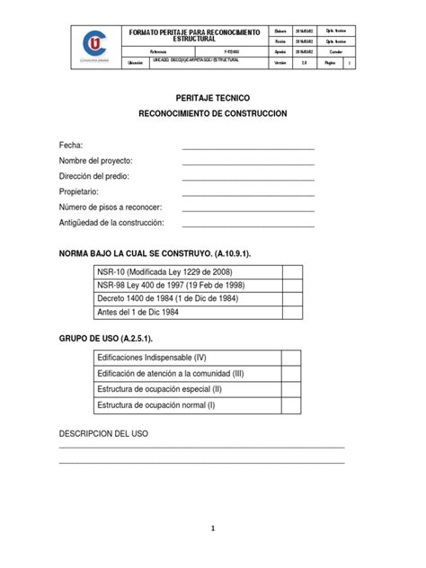 Formulario De Peritaje Estructural Pdf Fundación Ingeniería Ingeniería Estructural