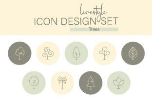 Linestyle Icon Design Set Trees Graphic By Pepulousdsg Creative Fabrica