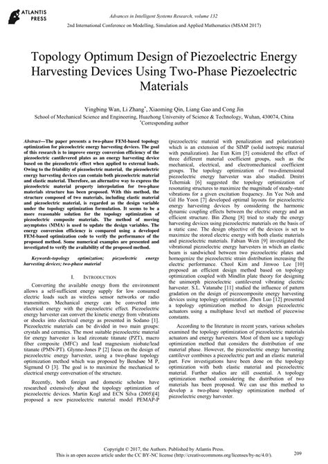 Pdf Topology Optimum Design Of Piezoelectric Energy Harvesting