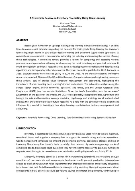 Pdf A Systematic Review On Inventory Forecasting Using Deep Learning
