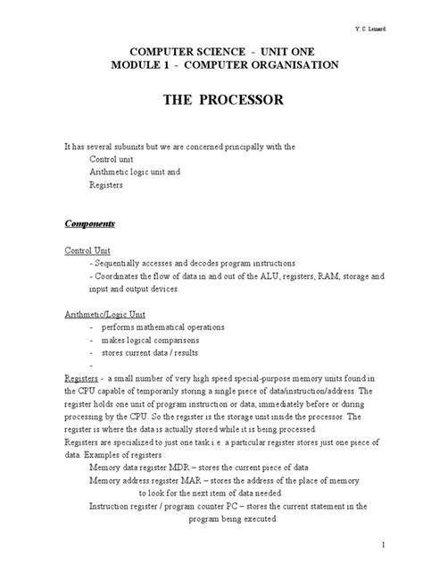 08 The Processor Students Version Pdf Instruction Set Central