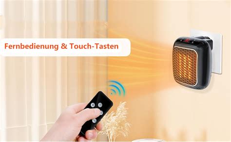 Zuskyzu Steckdosen Heizlüfter Mit Fernbedienung Mini Keramik Heizlüfter Bad Energiesparend Leise