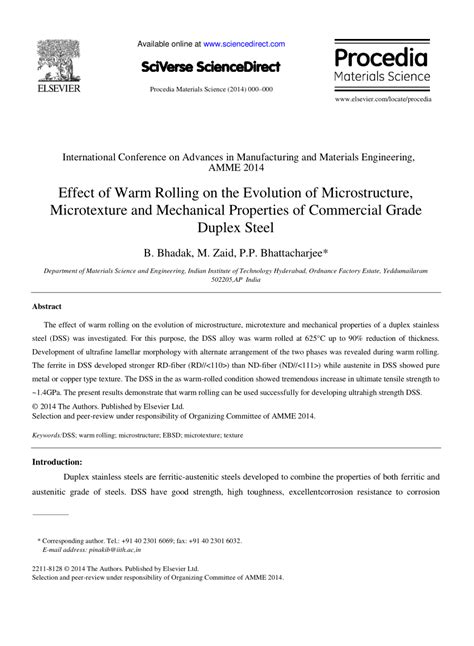 Pdf Effect Of Warm Rolling On The Evolution Of Microstructure