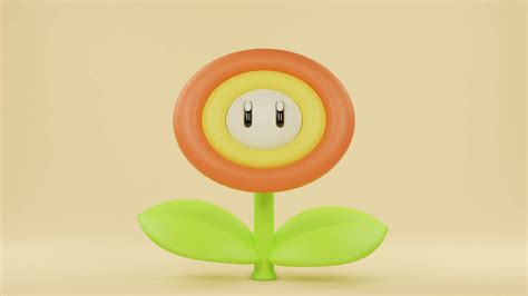 Fire Flower From Mario Games 3d Model By Clickdamn