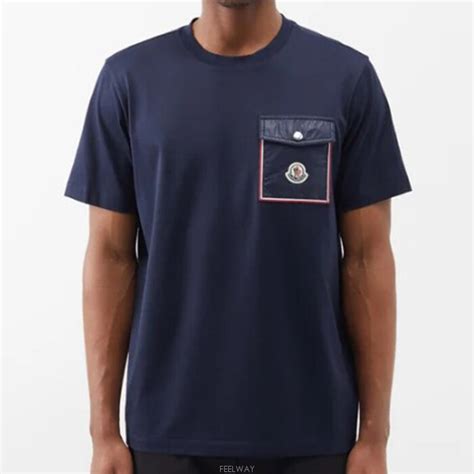 23 Ss 몽클레어 플랩 포켓 숏슬리브 코튼 저지 크루넥 티셔츠 네이비 몽클레르 원래 명품은 필웨이 Feelway