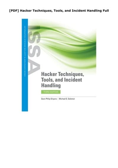 Pdf Hacker Techniques Tools And Incident Handling Full