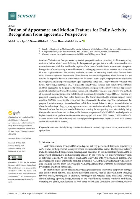 Pdf Fusion Of Appearance And Motion Features For Daily Activity