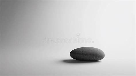 Photorealistic Image Of A Single Smooth Pebble On A White Surface Capturing Minimalist Nature