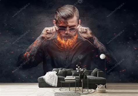 قیمت و خرید پوستر دیواری پسرانه مرد آتشین با زمینه تیره Ba 1613 چاپ