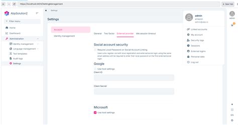 Configure External Providers On Tenant Level 9034 Support Abpio
