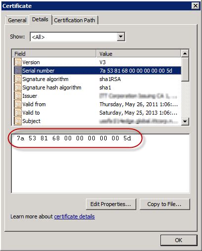 Cert Serial Number Browntrainer