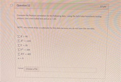Solved Compute The Pearson Correlation For The Following