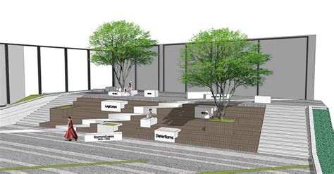 无障碍坡道高差处理室外台阶su模型 铅笔汇 高品质su模型交流分享平台