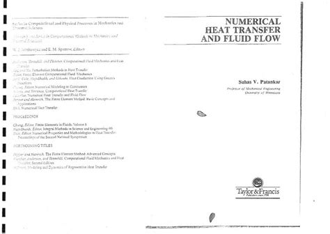 solution numerical heat transfer and fluid flow suhas v patankar 1980