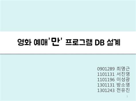 영화 예매 프로그램 Db 설계 프로그램 연동 Pptx 영화 예매 프로그램 Db 설계 프로그램 연동 Pptx