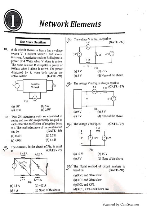 Basic Questions On Electrical Circuits Docsity